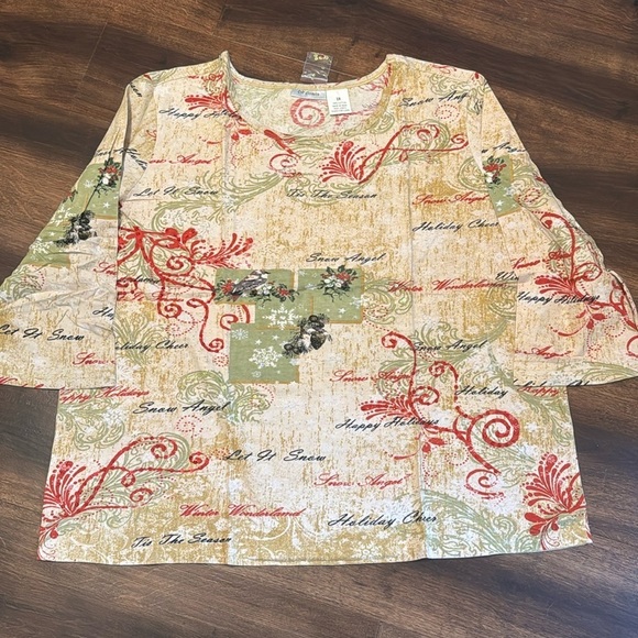 Cw Classics | Tops | Cw Classics Festive Holiday 34 Sleeve Cotton Top ...